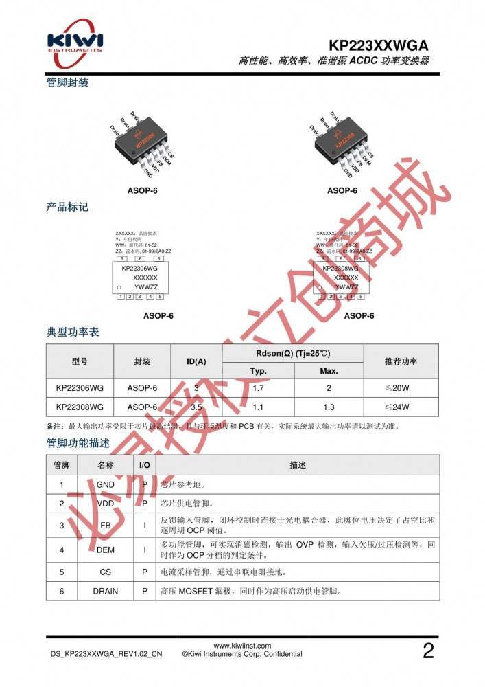 KP22308WGA datasheet page 2