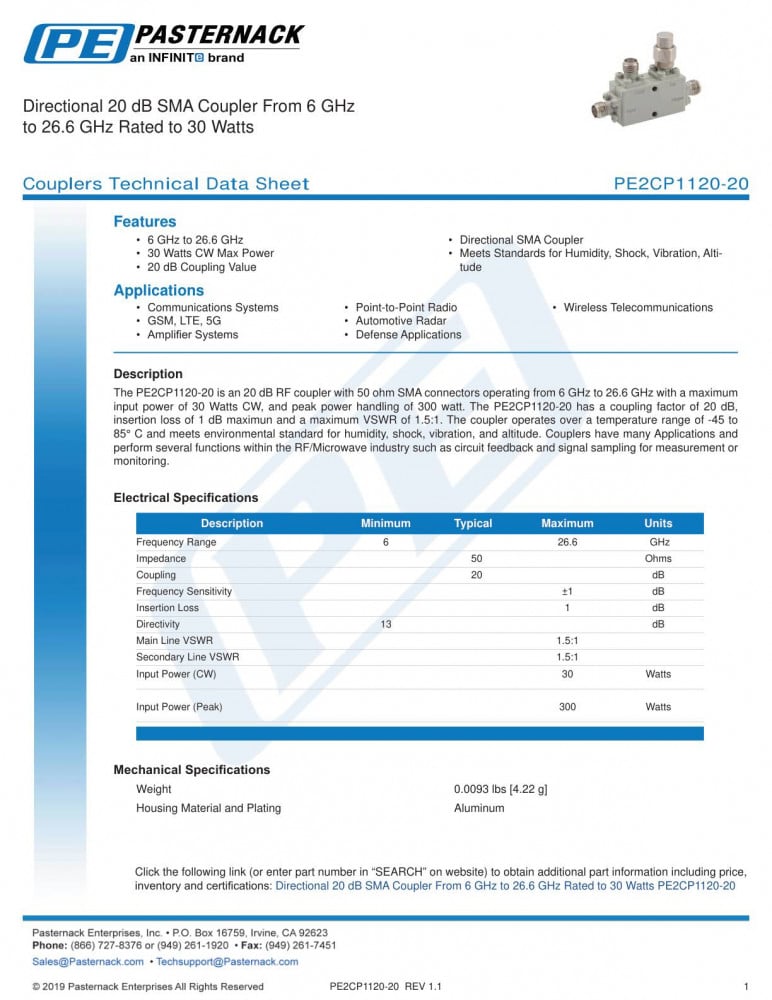 PE2CP1120-20 datasheet page 1