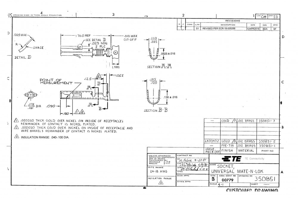 TE Connectivity 350851-1 technical document preview