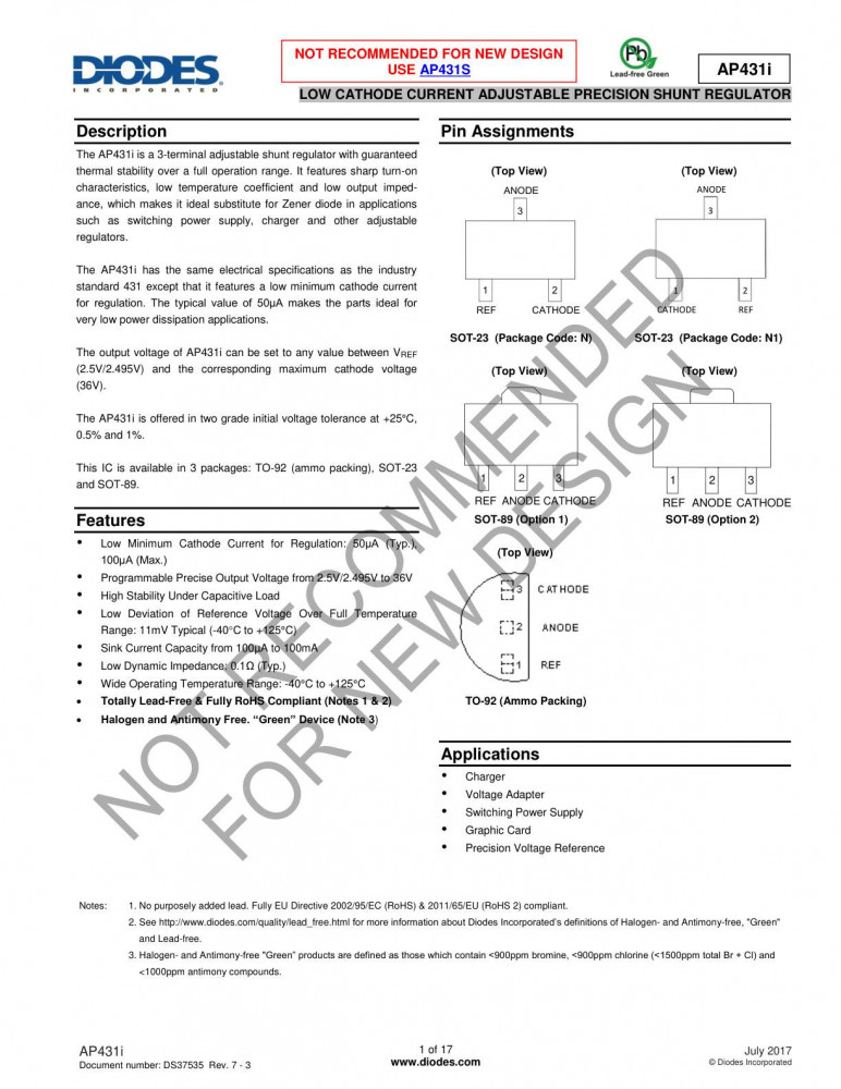 AP431i datasheet page 1