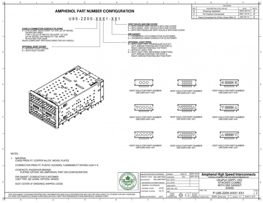 Amphenol U95-Z205-4081-141 drawing sheet 1
