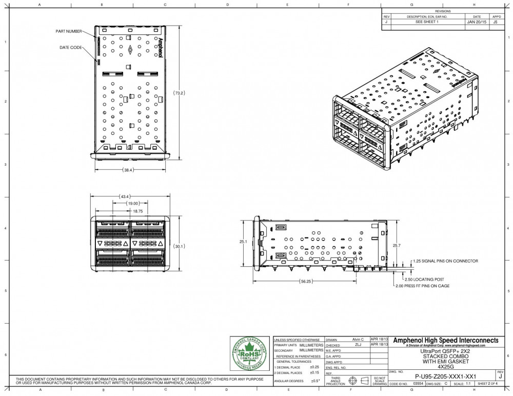 Amphenol U95-Z205-4081-141 drawing sheet 2