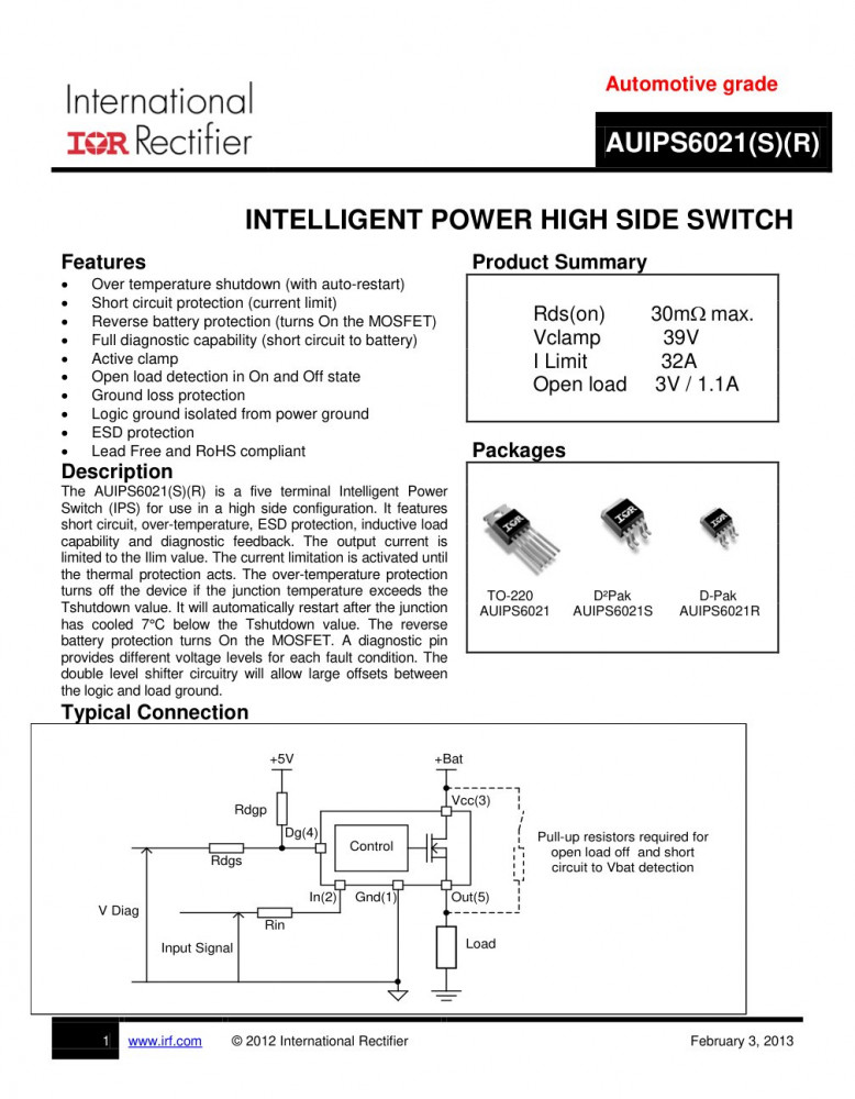 AUIPS6021R datasheet page 1