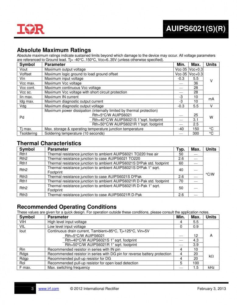 AUIPS6021R datasheet page 3