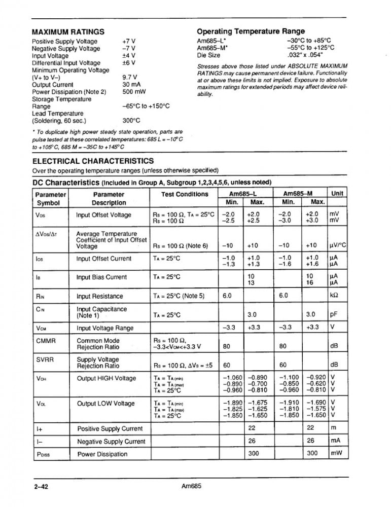 AM685DL datasheet page 4