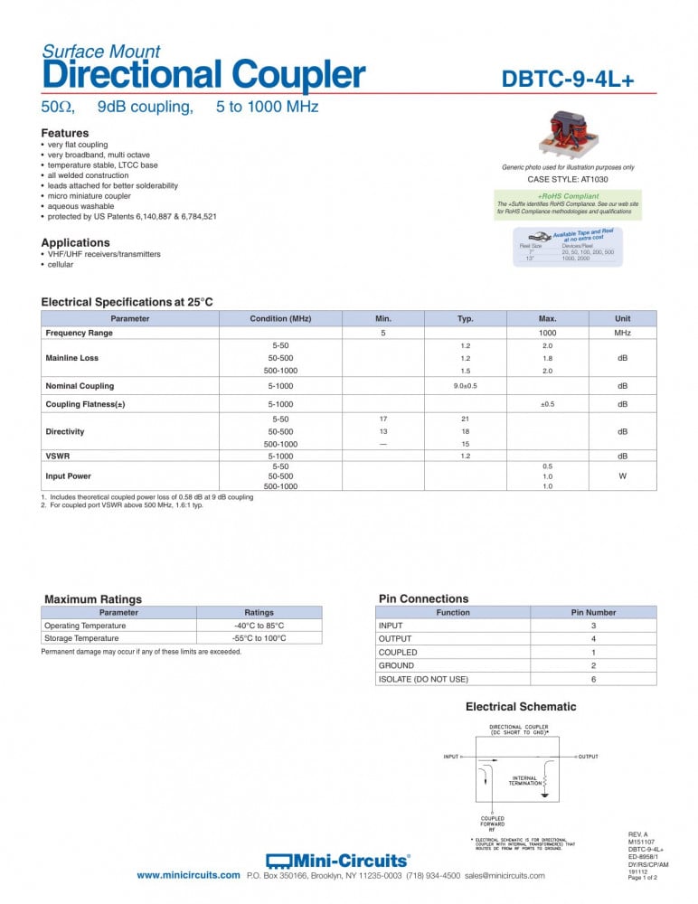 DBTC-9-4L+ datasheet page 1