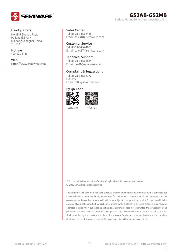 SEMIWARE GS2MB datasheet page 5