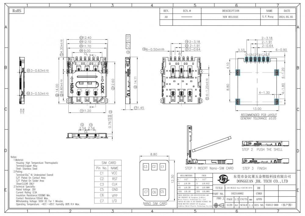 JBL-102316002 technical document page 1