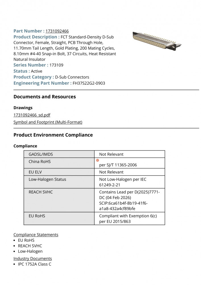 MOLEX 1731092466 product drawing preview, page 1