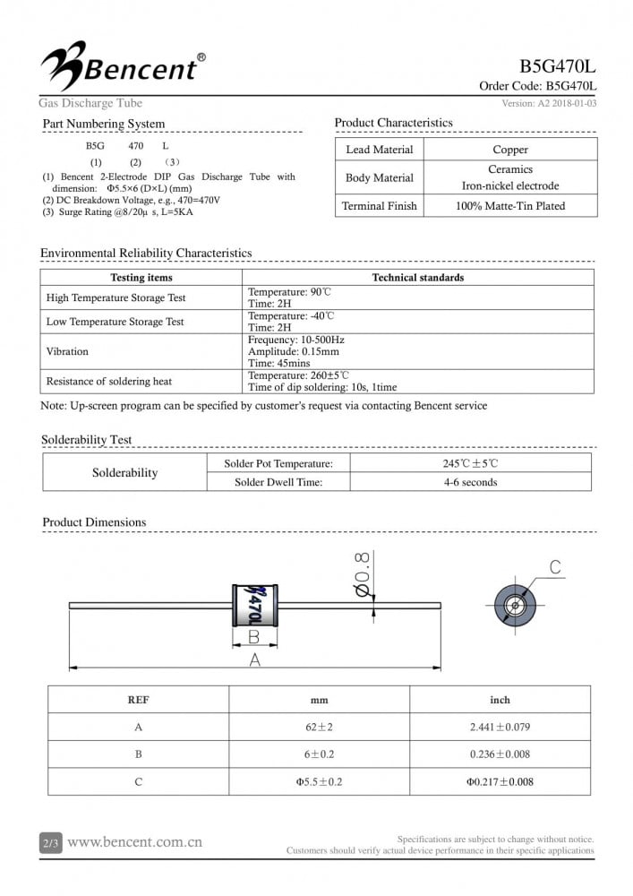 B5G470L datasheet page 2
