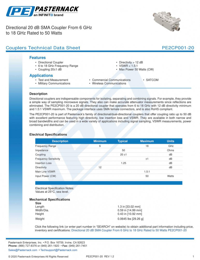 PE2CP001-20 datasheet page 1