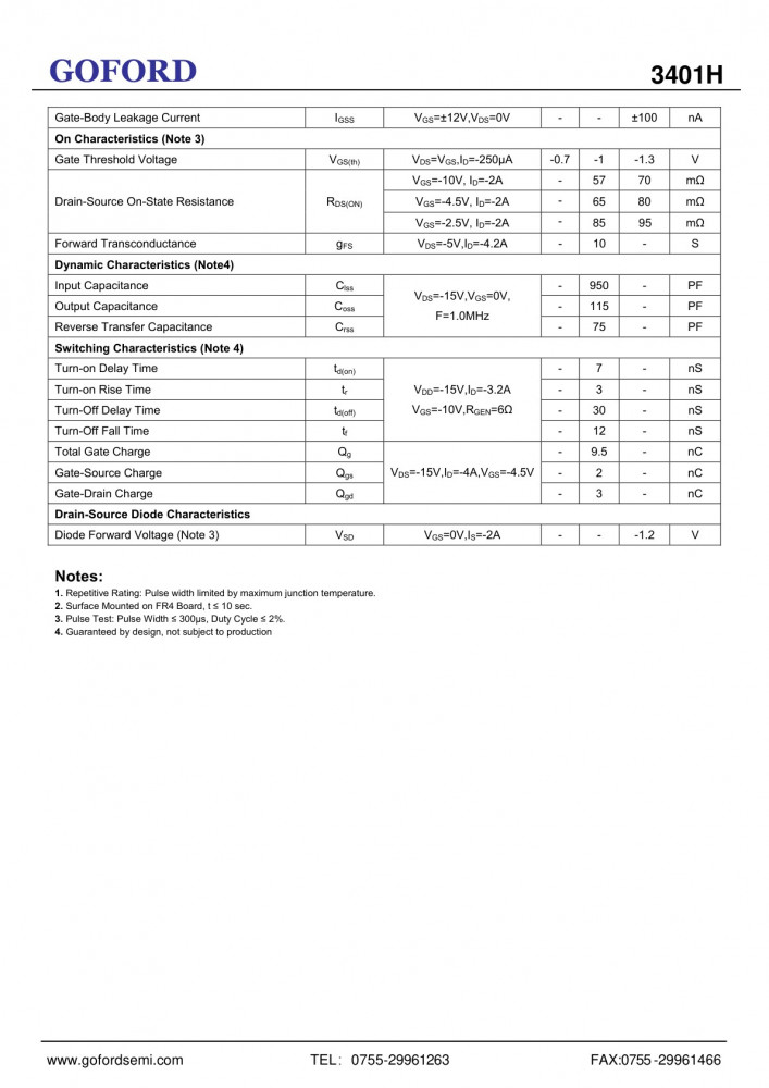 GOFORD 3401H datasheet page 2