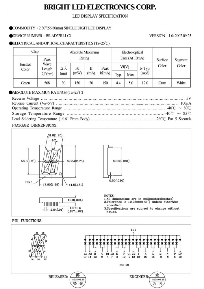BS-AD22RI-LC4 specification document page 1