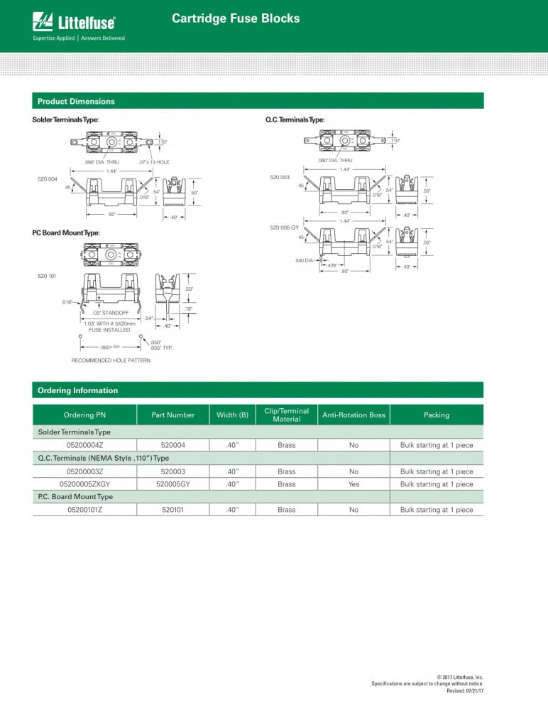 Littelfuse 520 Series fuse block datasheet page 2