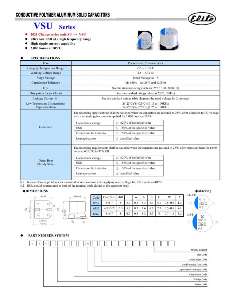 Chinsan VSU series datasheet page 1