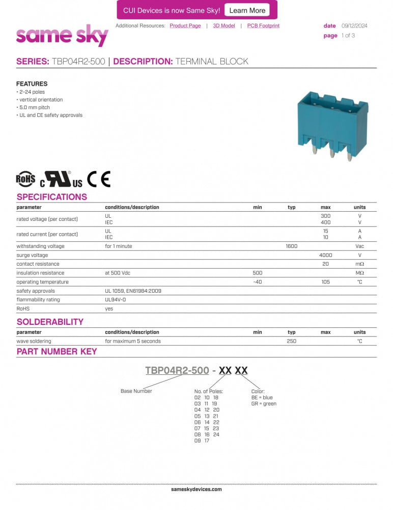 TBP04R2-500-12GR datasheet page 1