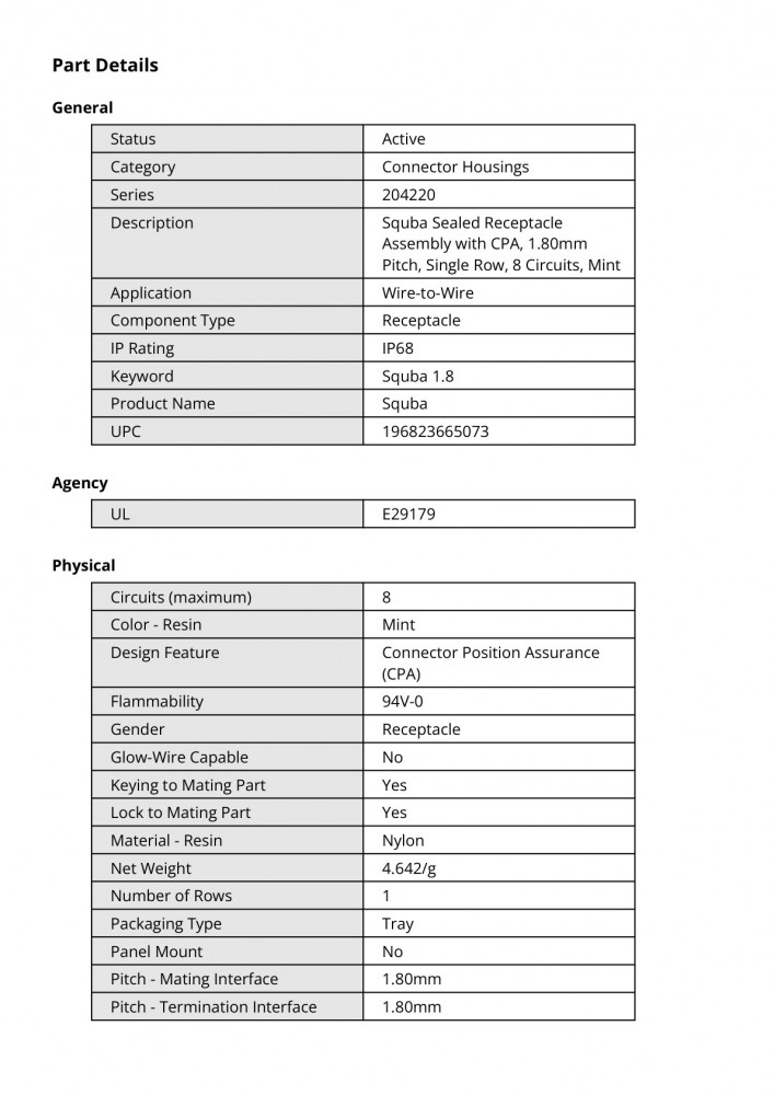 MOLEX 2042203908 product documentation image 2
