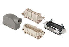 Heavy-Duty Connector Kit, 24 Pole, Series S-E Female-Male Inserts, M25 Die-cast Aluminum Hood-Side Entry, Bulkhead Mount Housing-Vertical, 2 Lever, Size 24B «104x27», Grey for sale