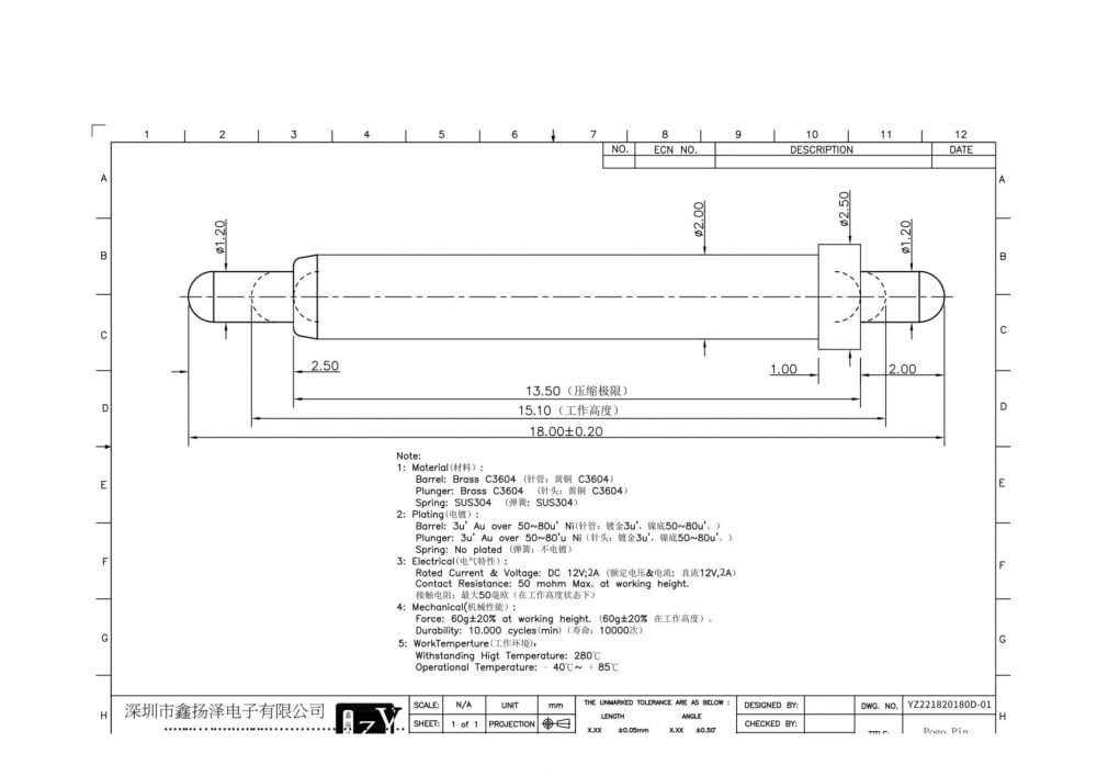 YZ221820180D-01 product specification page 3