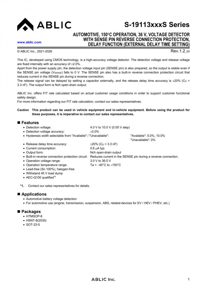 S-19113 datasheet preview, page 1