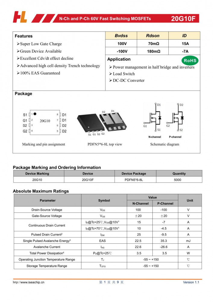 20G10F datasheet page 1
