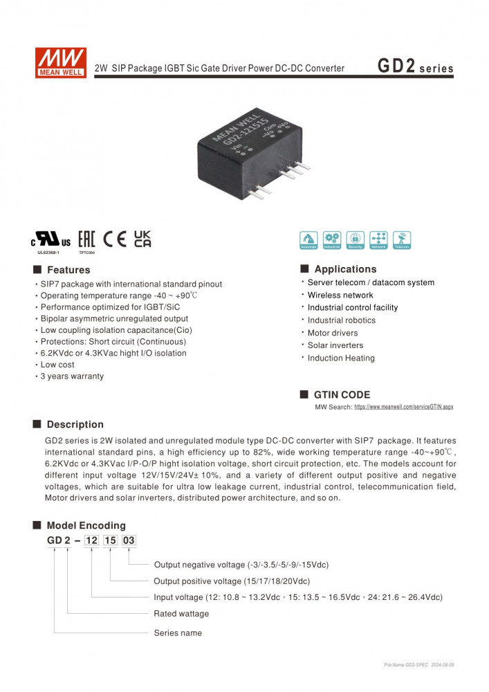 GD2 series datasheet page 1