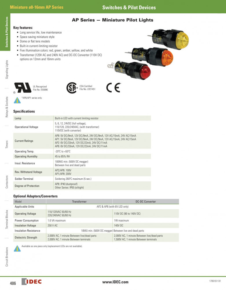 IDEC AP Series document page 1