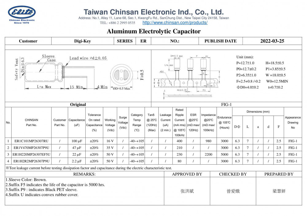 Chinsan ER series technical document page 2