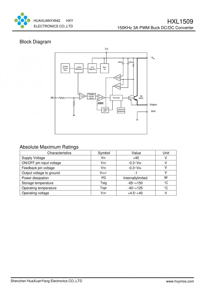HXL1509 datasheet page 2