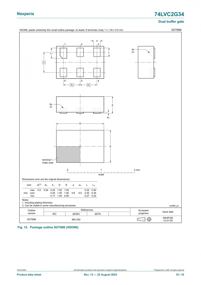 74LVC2G34GXZ datasheet page 10