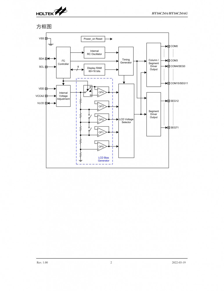 HT16C24A datasheet page 2