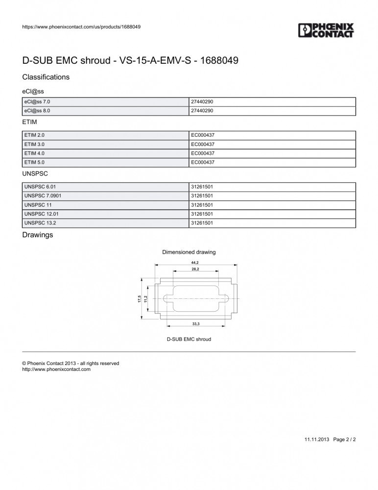 Phoenix Contact VS-15-A-EMV-S 1688049 dimensional drawing