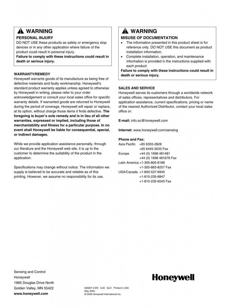 Honeywell 584XX Series datasheet page 4