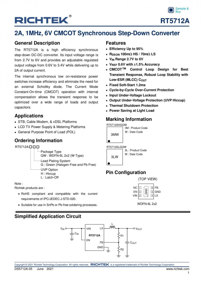 RT5712A datasheet page 1