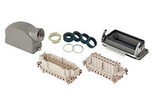 Heavy-Duty Connector Kit, 6 Pole, Series S-E Female-Male Inserts, M20 Metal Cable Gland, M20 Die-cast Aluminum Hood-Side Entry, Bulkhead Housing-Vertical, 1 Lever, Size 6B «44x27», Grey for sale