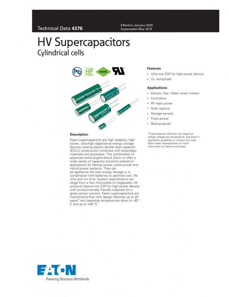 HV supercapacitor technical document page 1