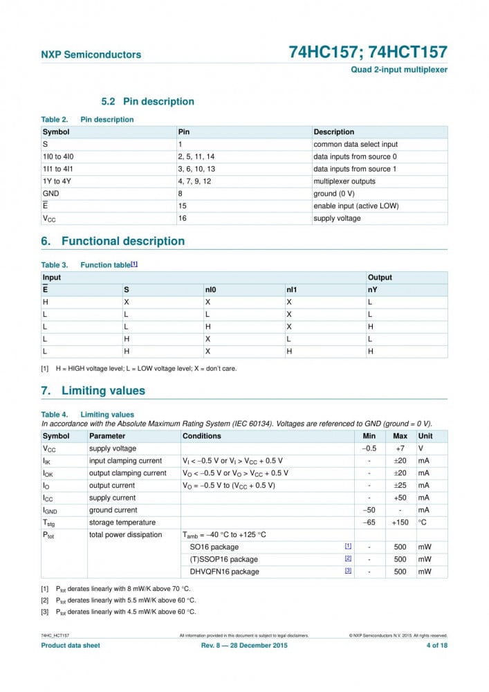 74HC157 datasheet page 4