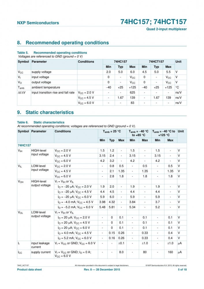 74HC157 datasheet page 5