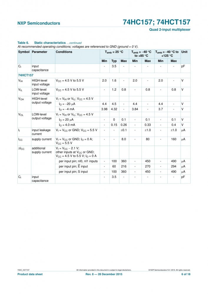 74HC157 datasheet page 6