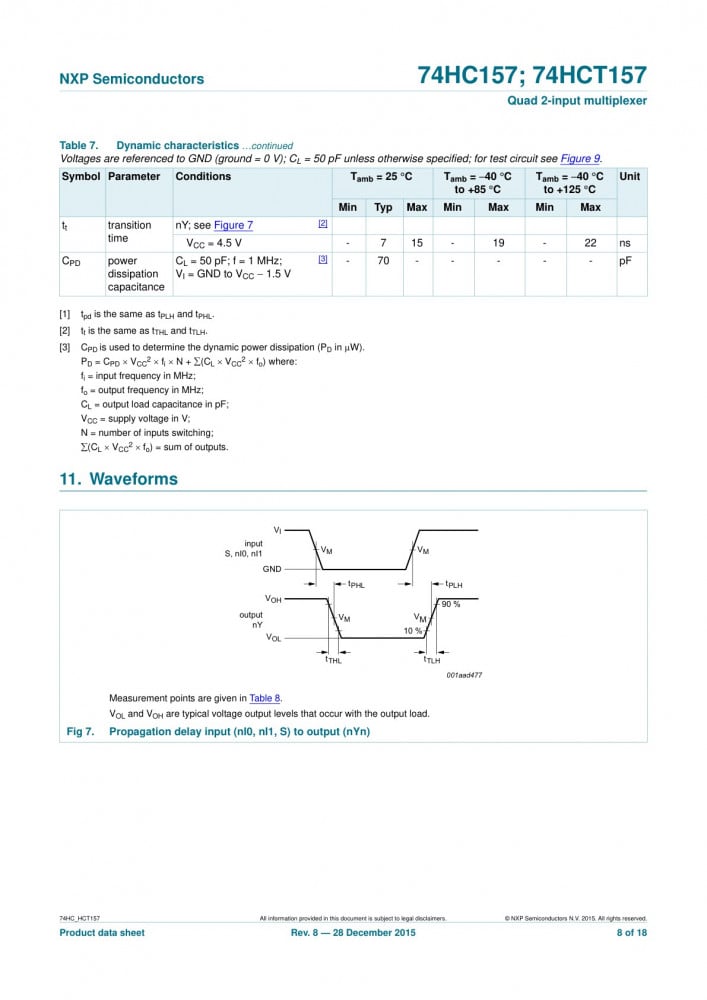 74HC157 datasheet page 8