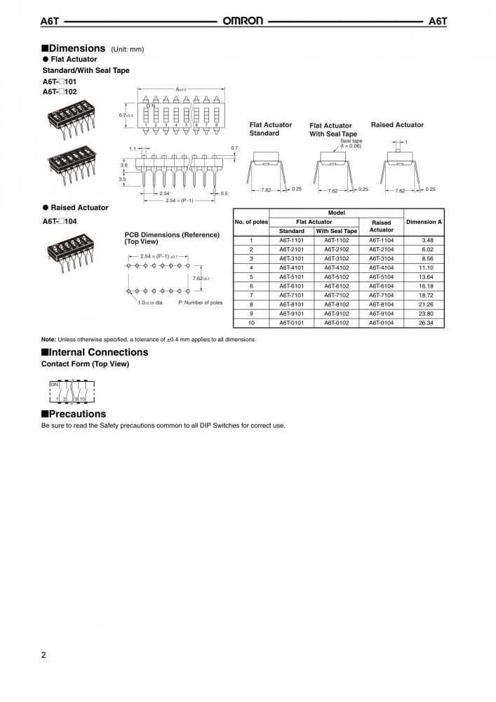 OMRON A6T series datasheet page 2