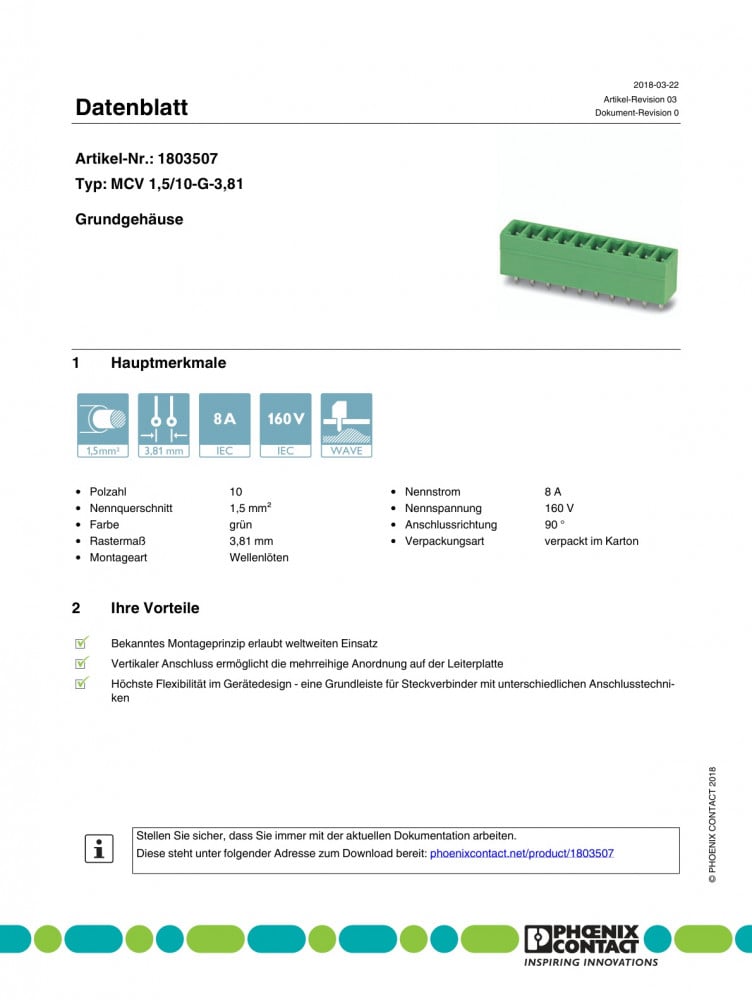 Phoenix Contact 1803507 datasheet page 1