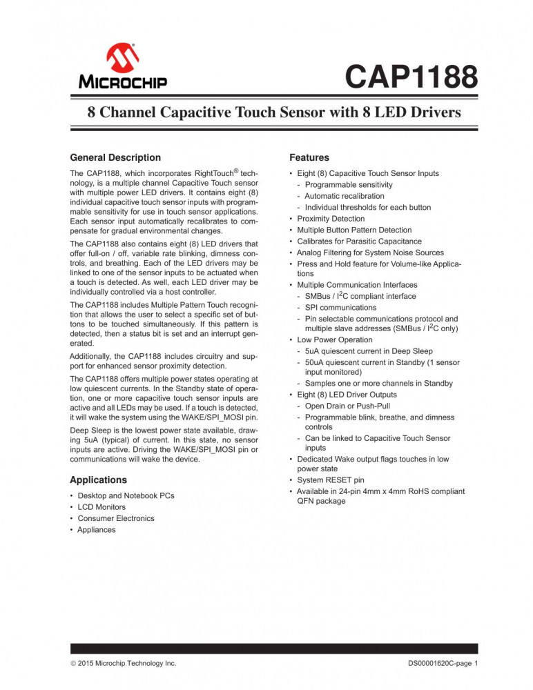 CAP1188 datasheet page 1