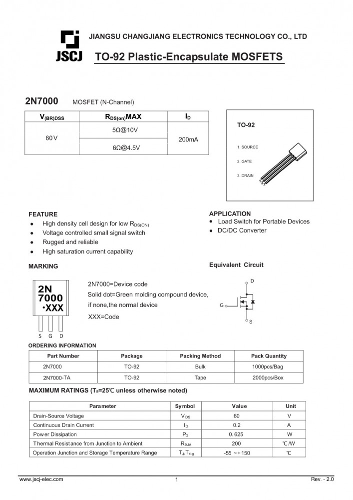 2N7000-TA datasheet page 1