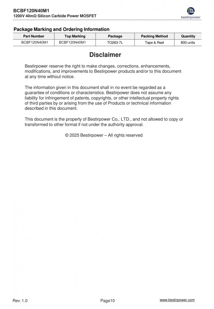 BCBF120N40M1 datasheet page 10