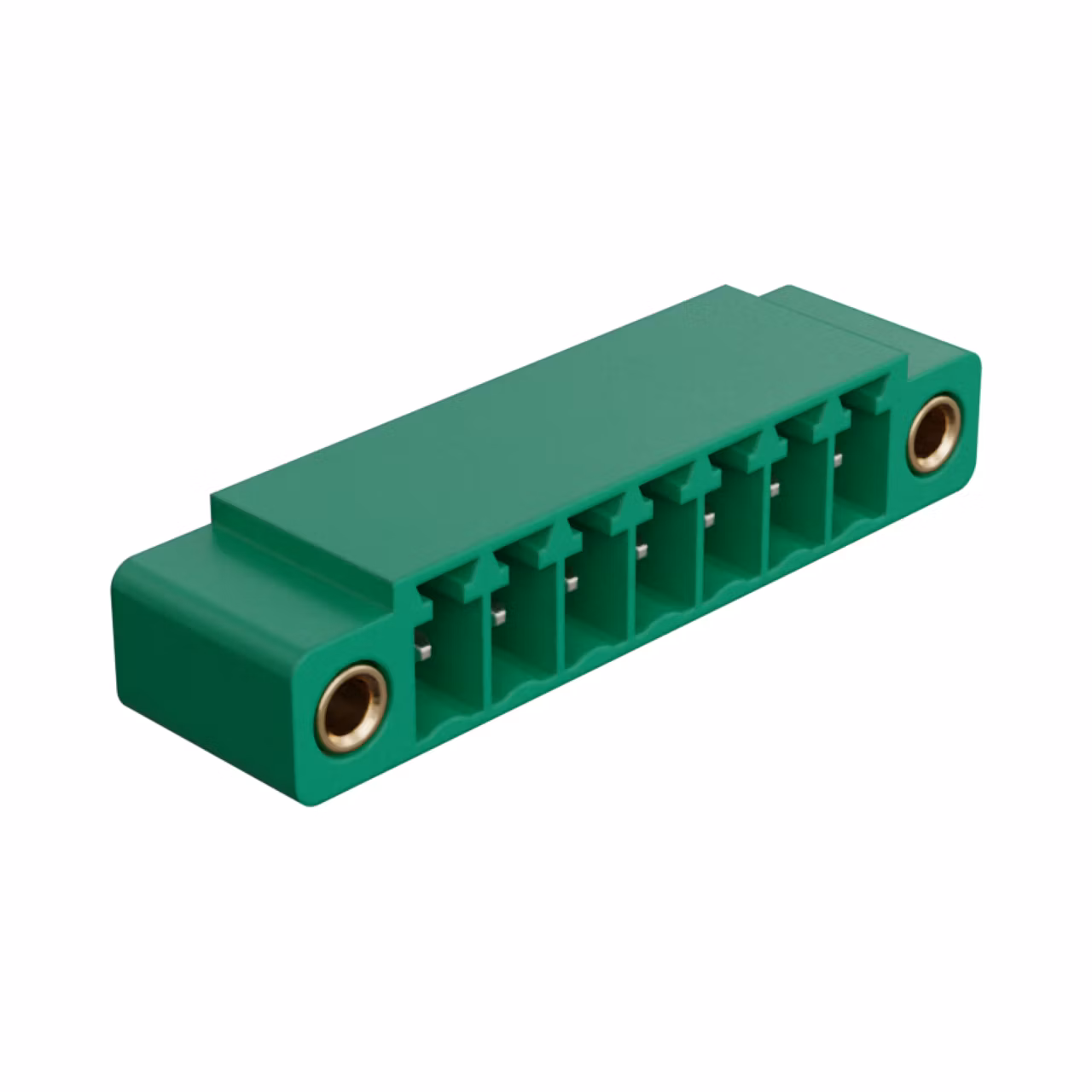 3.50mm Pitch Eurostyle Right-Angle PCB Header, with Threaded Retention Inserts, Green Housing, 7 Circuits for sale