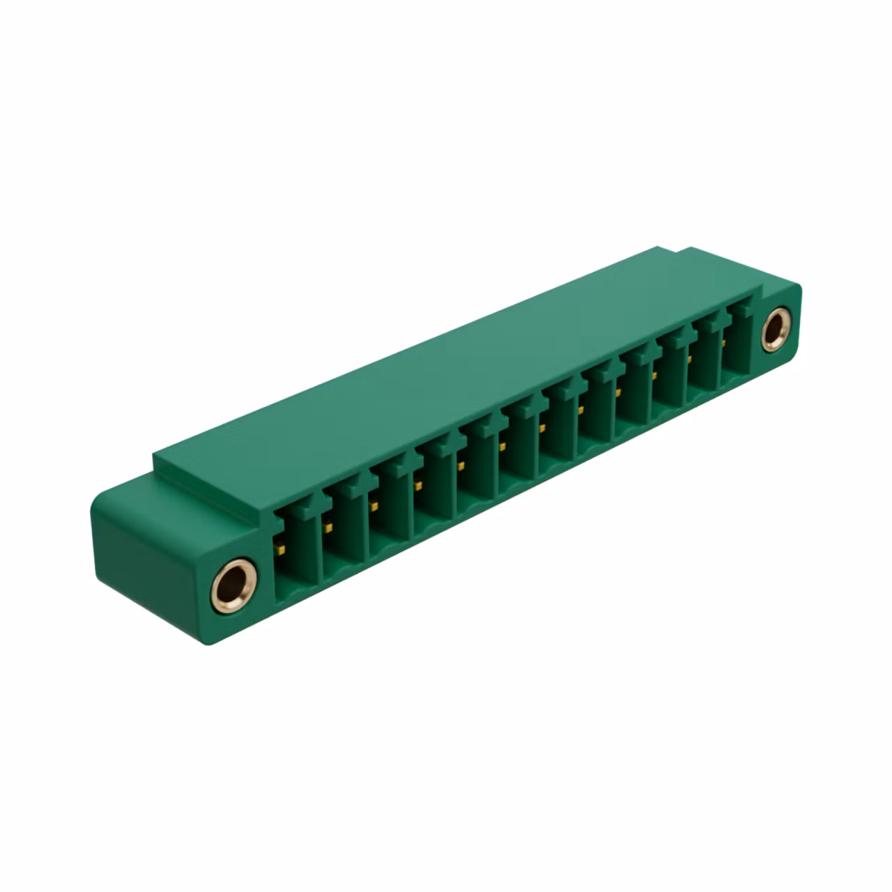 3.50mm Pitch Eurostyle Right-Angle PCB Header, with Threaded Retention Inserts, Green Housing, Gold (Au) Plated, 12 Circuits for sale