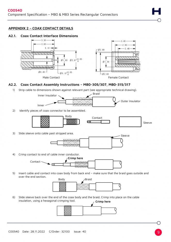 Harwin Datamate specification page 9
