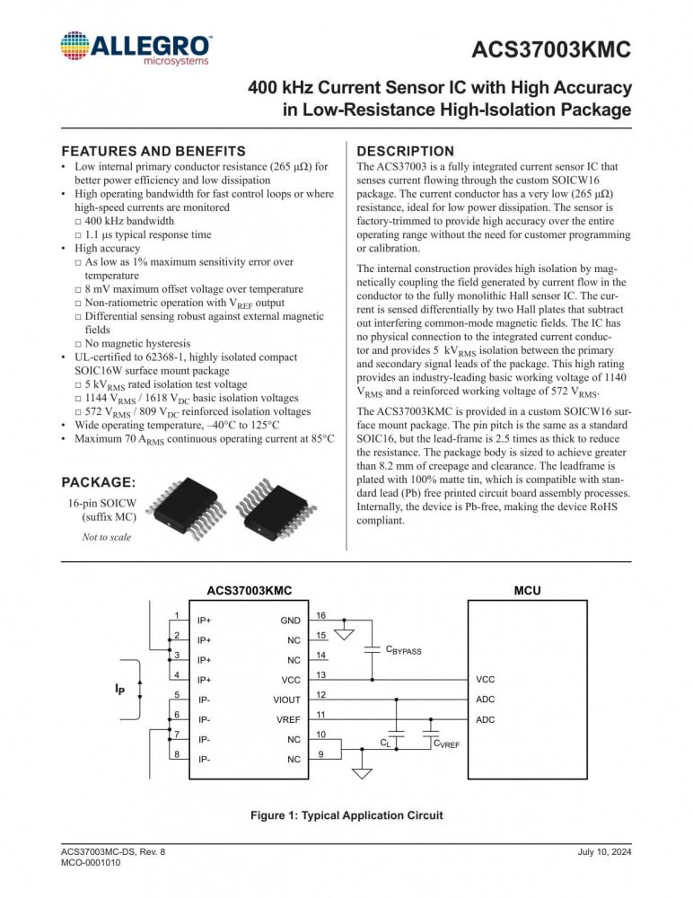 ACS37003 datasheet page 1