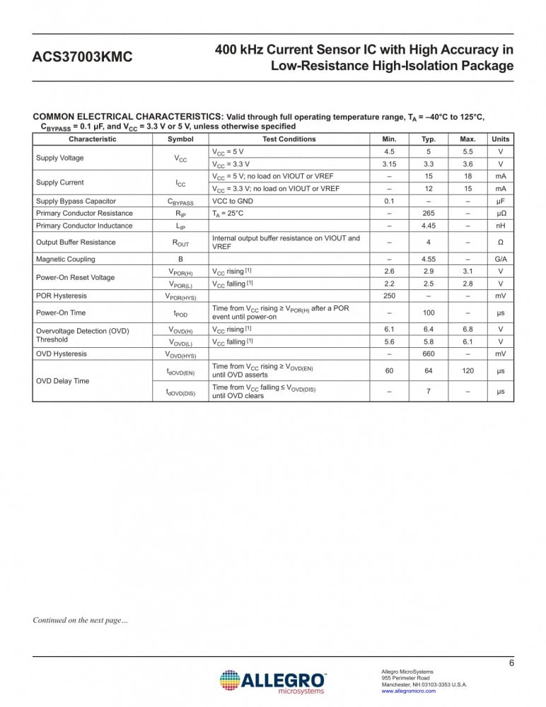 ACS37003 datasheet page 6